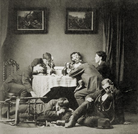 Seven Drunk Young Men Around Table Editorial Stock Photo - Stock Image ...