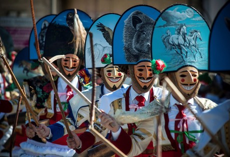Group Cigarrones Traditional Characters Galizian Carnival Editorial ...