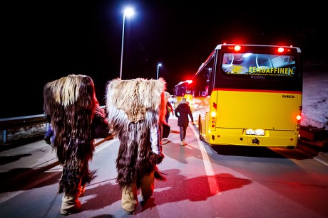 Tschaeggaettae Masked Participants Wearing Large Fur Editorial Stock ...