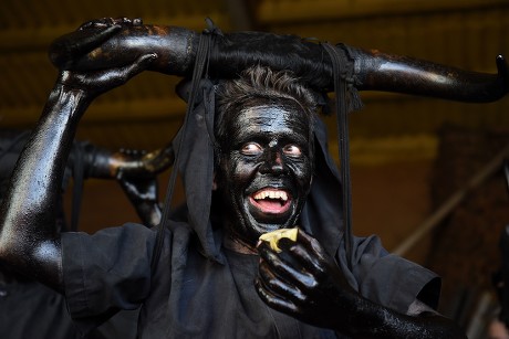 Man Covered Oil Soot Carrying Bull Editorial Stock Photo - Stock Image ...