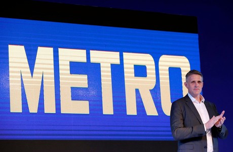 Woman Pose Photo Near Metro Slogan Editorial Stock Photo - Stock Image ...