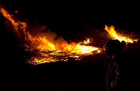 Kid Ski Mask Stands Front Bonfire Editorial Stock Photo - Stock Image ...