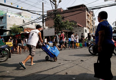 Filipino Residents Push Cart Containers During Editorial Stock Photo ...