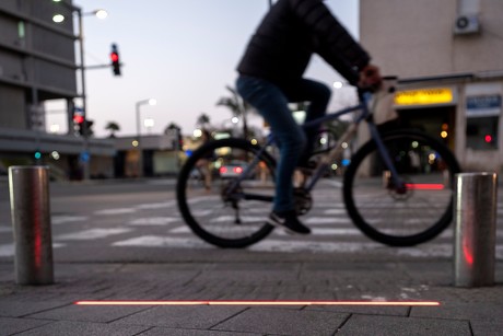 Israeli Cyclist Passes Central Intersection Tel Editorial Stock Photo ...