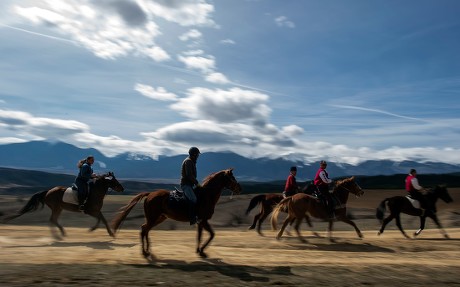 Bulgarian Men Ride Their Horses During Editorial Stock Photo - Stock ...