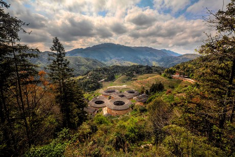 Aerial Picture Taken Drone Shows Tulou Editorial Stock Photo - Stock ...