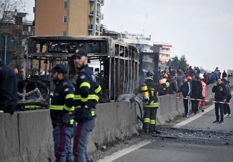 Firefighters Policemen Where Bus Set On Editorial Stock Photo - Stock ...