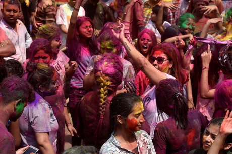 Coloured Powder Thrown On People They Editorial Stock Photo - Stock ...