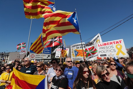 Demonstrators Hold Banners Defense Catalan Political Editorial Stock ...