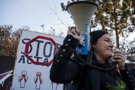 Stop Acta 2.0 protest, Warsaw, Poland - 23 Mar 2019 Stock Pictures ...