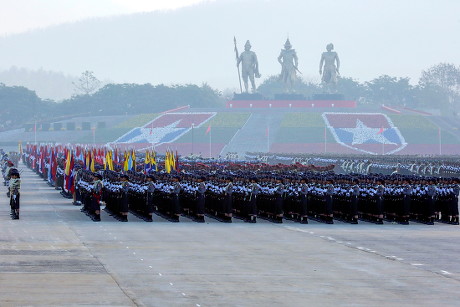 Myanmar Military Soldiers March During Parade Editorial Stock Photo ...