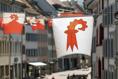 Flags Coat Arms Halfcanton Basellandschaft Hang Editorial Stock Photo ...