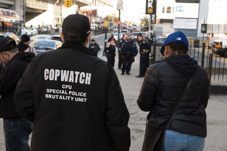 Copwatch activists protest against police corruption, New York, USA ...
