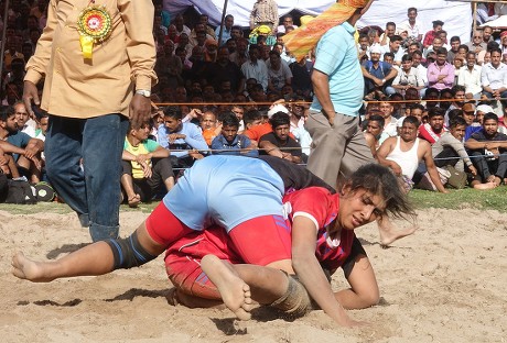 Indian Wrestlers Action During Indian Traditional Editorial Stock Photo ...