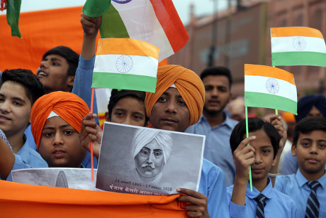 Students Hold Indian Flags Pictures Jallianwala Editorial Stock Photo ...