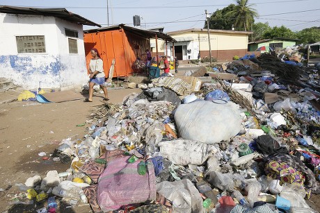 Woman Walk Past Piles Garbage Monrovia Editorial Stock Photo - Stock ...