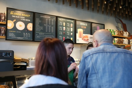 People Queue Inside Starbucks Coffeehouse Belgrade Editorial Stock ...