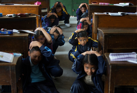 Nepalese School Children Crouch Under Their Editorial Stock Photo ...