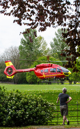 Midlands Air Ambulance land on Upton Rugby club during emergency, Upton ...