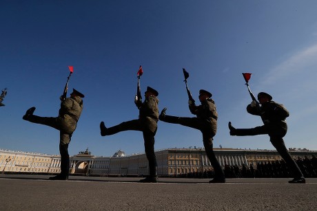 Russian Soldiers March During Rehearsal Military Editorial Stock Photo ...