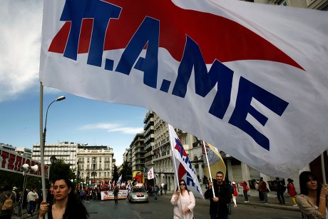 Members Communistaffiliated Pame Labor Union Holding Editorial Stock ...