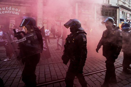 Riot Police Walk Through Smoke Flares Editorial Stock Photo - Stock ...