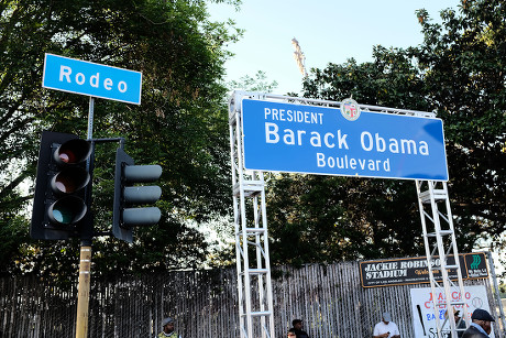 Ceremony for Rodeo Road renamed Barack Obama Blvd, Los Angeles, USA ...
