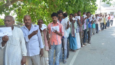 People Stand Queue Show Their Voter Editorial Stock Photo - Stock Image ...
