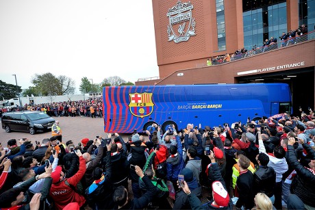 Barcelona Team Bus Arrives Prior Uefa Editorial Stock Photo - Stock ...
