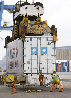 Employee Checks Maersk Container Before Loaded Editorial Stock Photo ...