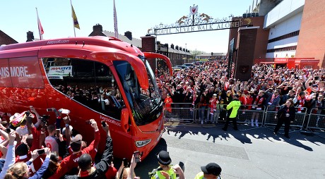 Liverpools Team Bus Arrives Stadium Before Editorial Stock Photo ...