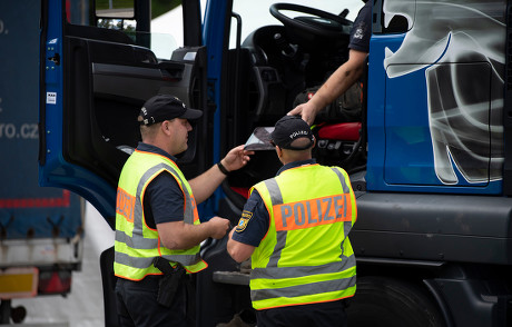 Police Officers Check Truck Drivers Papers Editorial Stock Photo ...