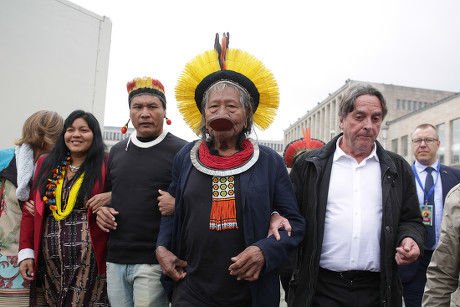 Kayapo chief Raoni at the 18th Youth For Climate march in Brussels ...