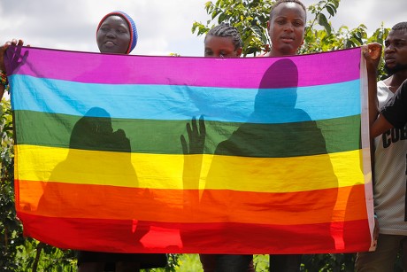 Lgbt Refugees Hold Rainbow Flag During Editorial Stock Photo - Stock ...