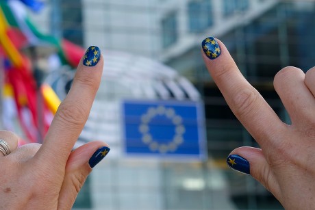 Woman Shows Her Finger Nails Colored Editorial Stock Photo - Stock ...
