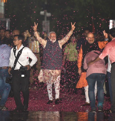Prime Minister Narendra Modi Shows Victory Editorial Stock Photo ...
