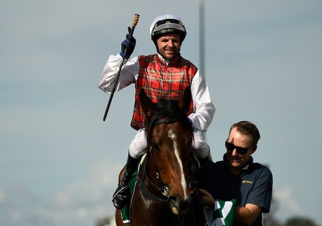 Jockey Larry Cassidy Gestures After Riding Editorial Stock Photo ...