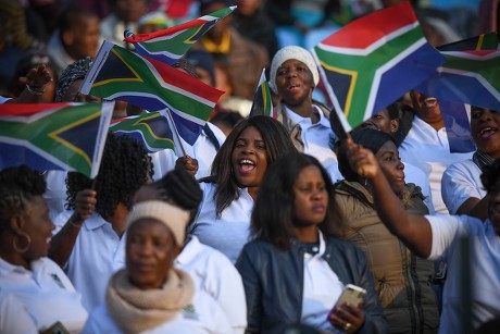 South Africans Waving National Flags Dance Editorial Stock Photo ...