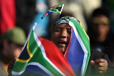 South Africans Waving National Flags Dance Editorial Stock Photo ...