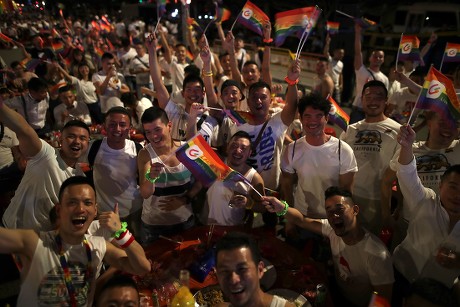 Lgbt Supporters Waive Rainbow Flags During Editorial Stock Photo ...