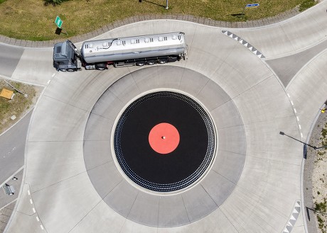 8 Swiss roundabout designed as giant vinyl turntable, Lyss, Switzerland ...