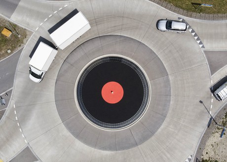 8 Swiss roundabout designed as giant vinyl turntable, Lyss, Switzerland ...