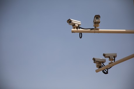 Surveillance Cameras Mounted On Lamp Post Editorial Stock Photo - Stock ...