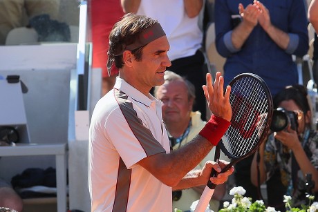 Roger Federer Celebrates Victory Editorial Stock Photo - Stock Image ...
