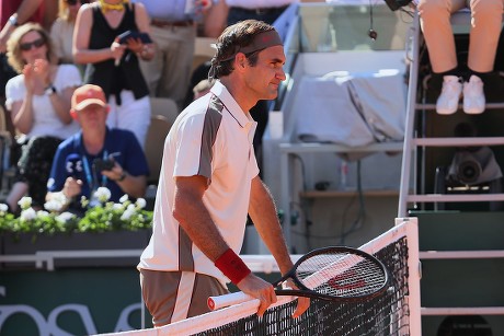 Roger Federer Celebrates Victory Editorial Stock Photo - Stock Image ...