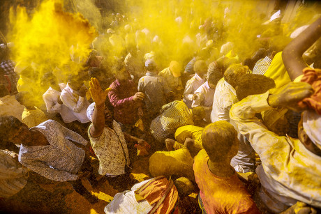 Devotees Smeared Turmeric Powder During Religious Editorial Stock Photo ...