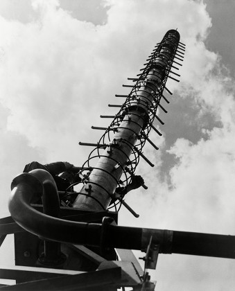 Worker Climbing Helical Television Antenna Developed Editorial Stock ...