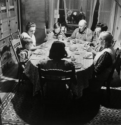 Three Generations Farm Family Dinner East Editorial Stock Photo - Stock ...