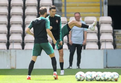 Cristiano Ronaldo Portugal Stretches During Training Editorial Stock ...