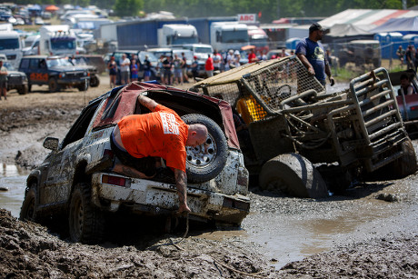 Extreme cross-country car racing in Hungary, Somogybabod - 08 Jun 2019 ...